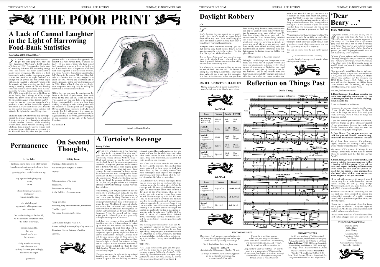 Issue #83 – Reflection – The Poor Print